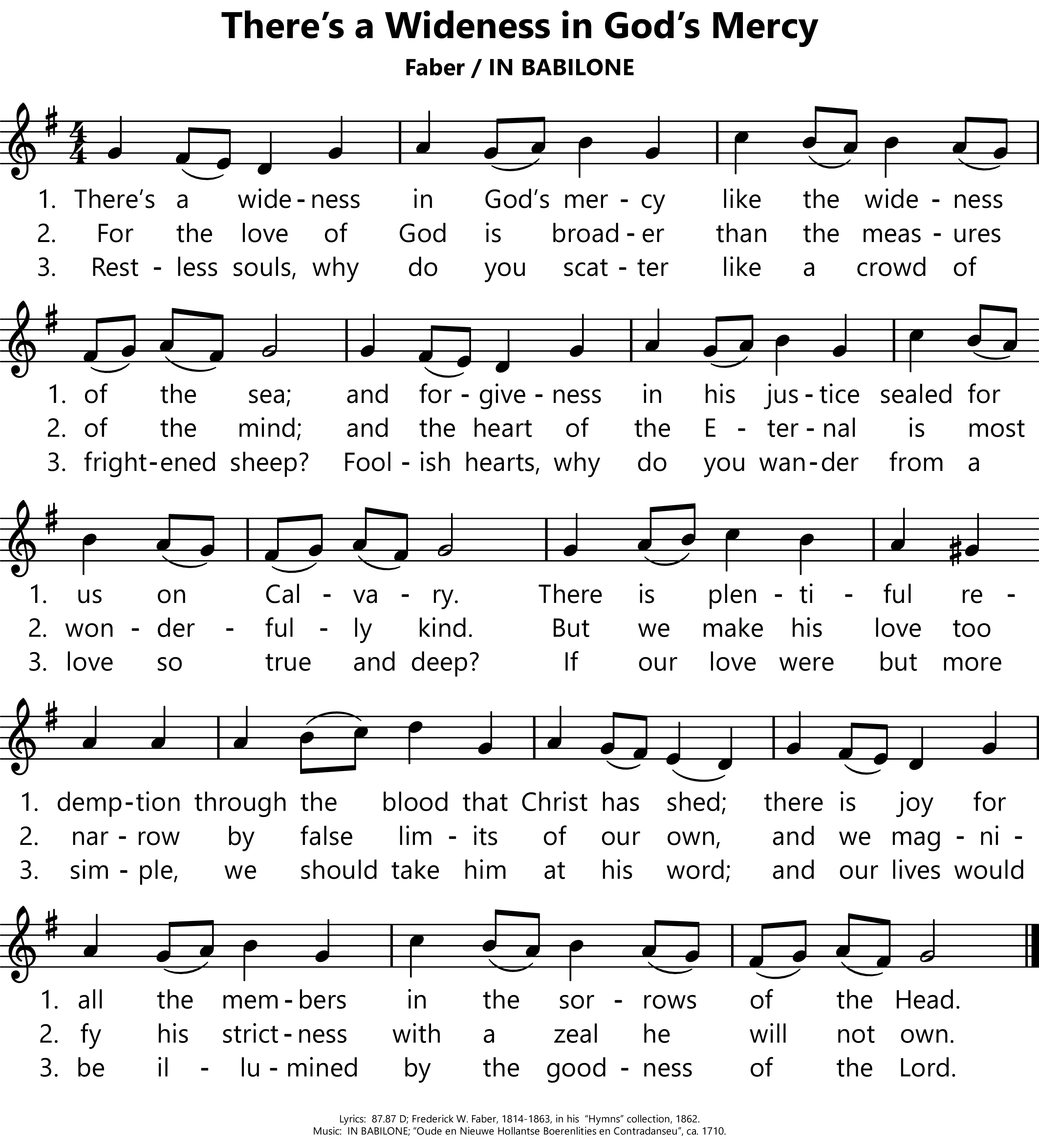 There’s a Wideness in God’s Mercy [Frederick Faber]